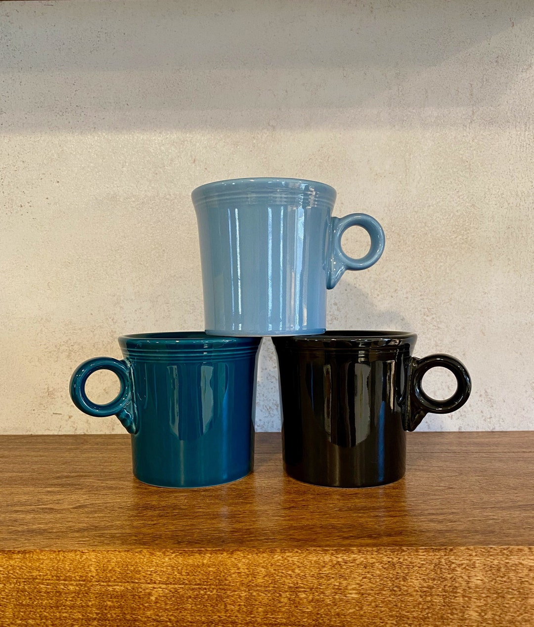 Homer Laughlin Fiesta Ware Mugs Periwinkle Juniper Black HLC USA ...