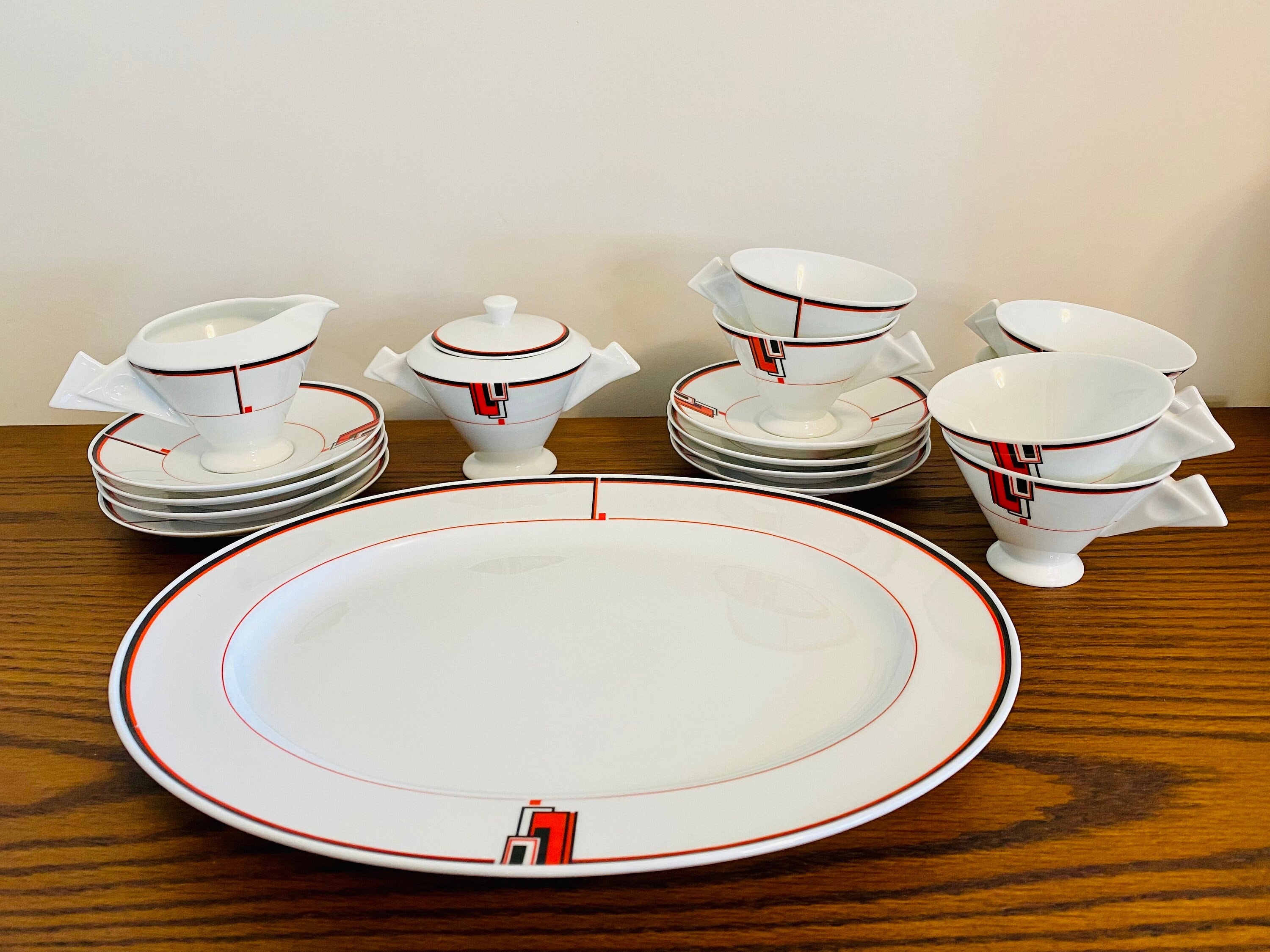 Rare Mikasa deco Expressions LAF 03 Serving Platter Set of 6 Teacups ...