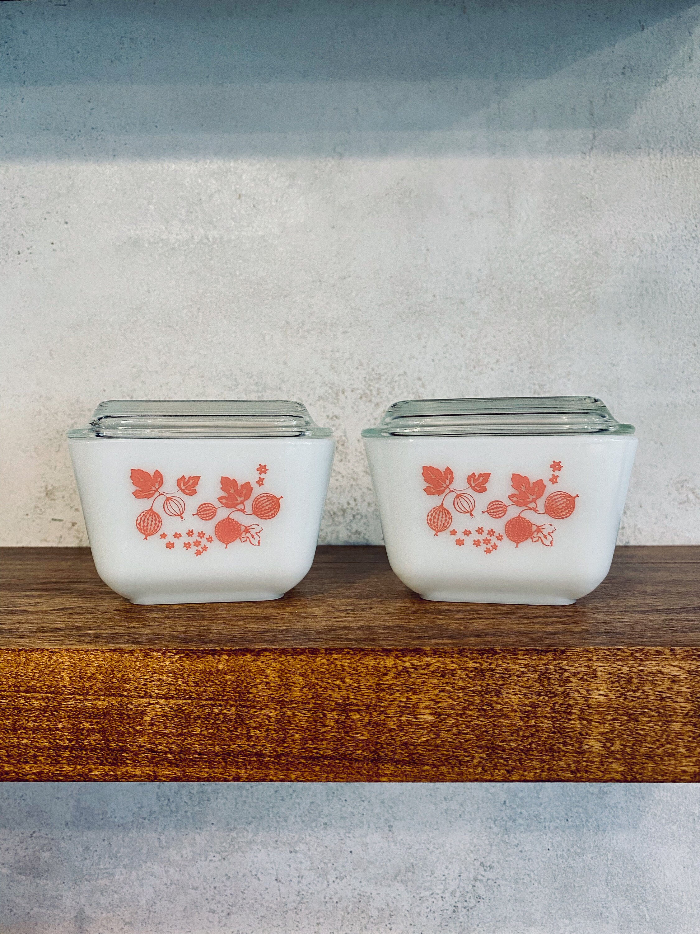 Vintage Pyrex "pink Gooseberry" Refrigerator Set; Fridgie; 503; 502 ...