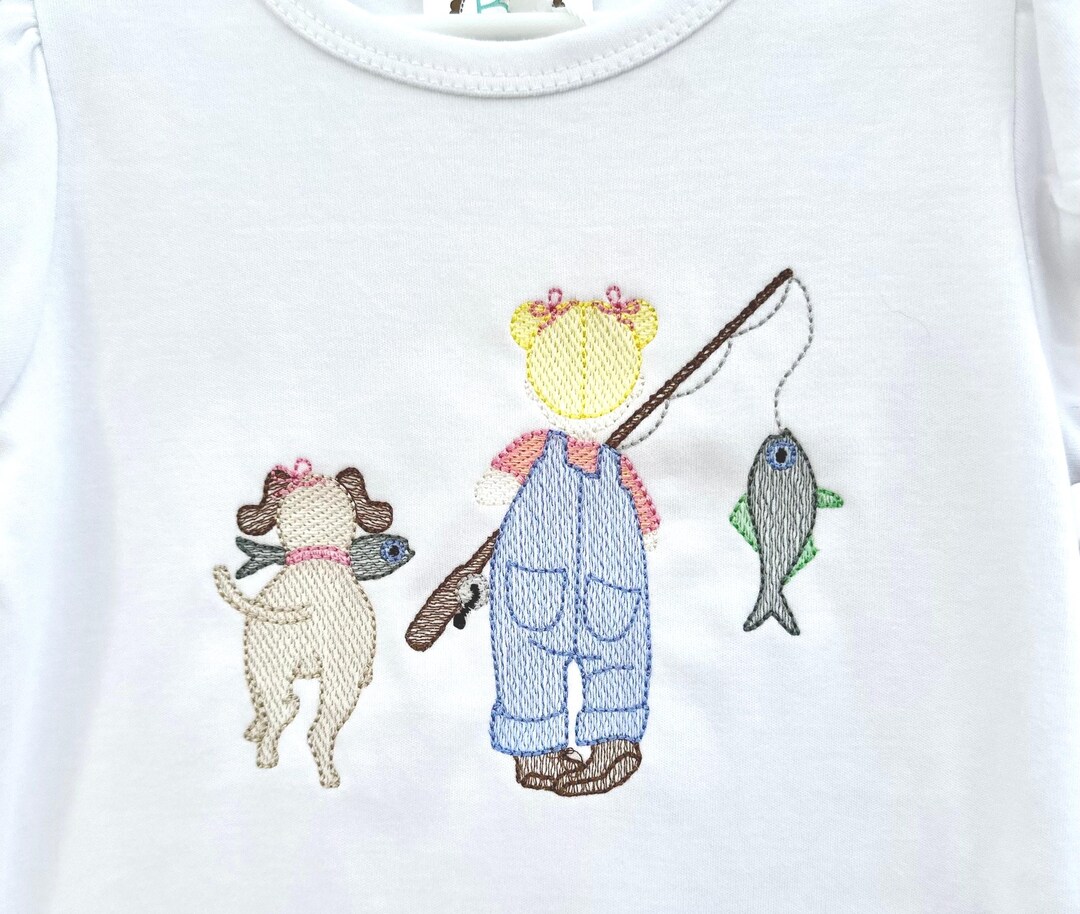 Girls' Embroidered Fishing Shirt: Custom Fishergirl Outfit - Etsy