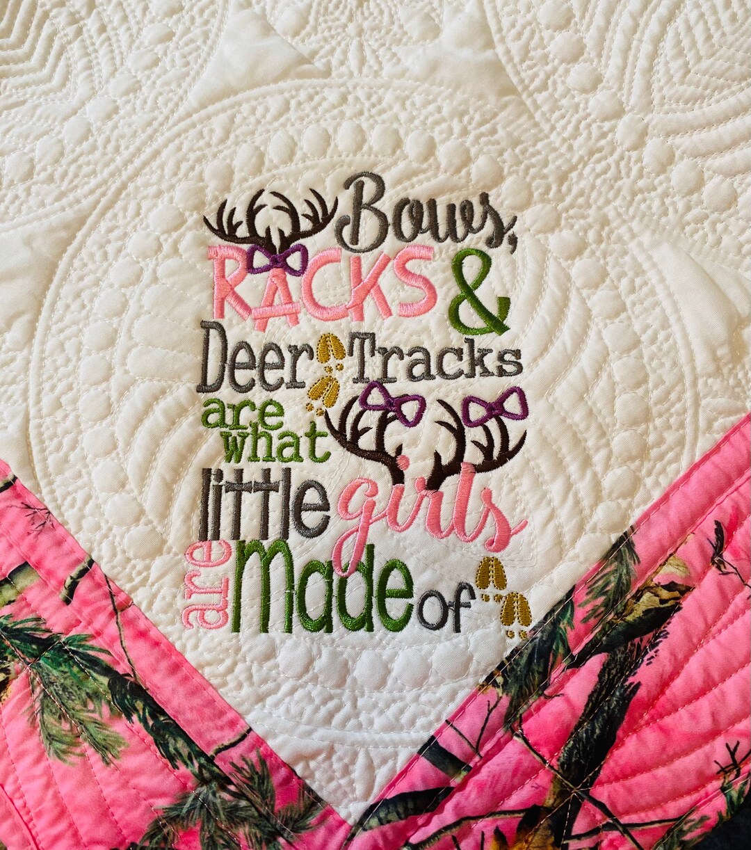 Girl Hunting Heirloom Quilt/custom Camouflage Embroidered Heirloom ...