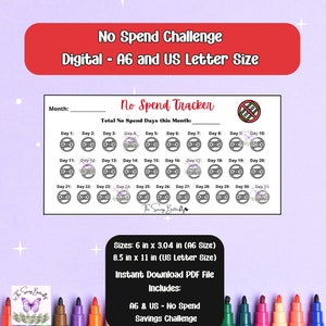 Printable No Spend Challenge Tracker A6/ Mini Savings Tracker/ Low ...