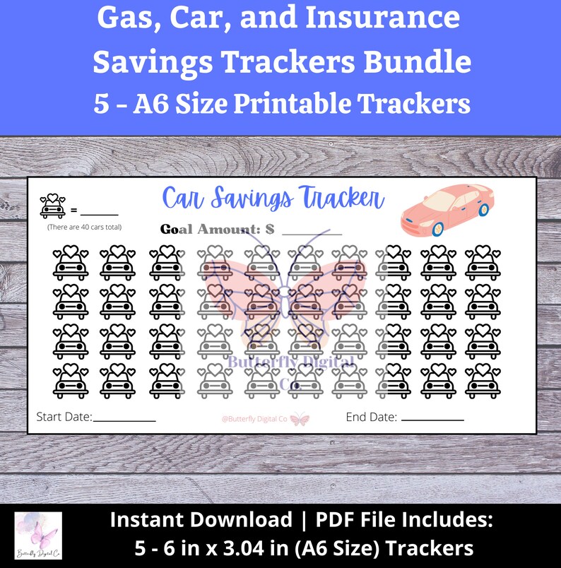 Printable Car Savings Tracker Bundle/ A6 Savings/ Low Income - Etsy