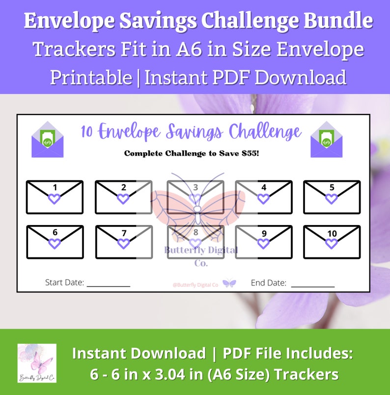 Printable Envelope Savings Challenge Tracker Bundle/ A6 - Etsy