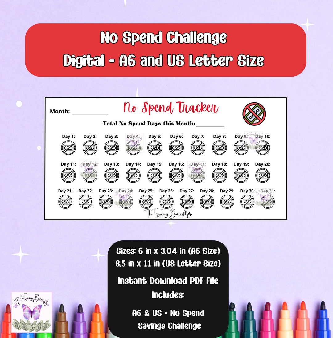Printable No Spend Challenge Tracker A6/ Mini Savings Tracker/ Low ...
