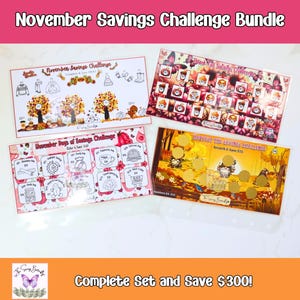 November Savings Challenge Bundle Set, A6 Monthly Tracker Set, Fall Fun ...