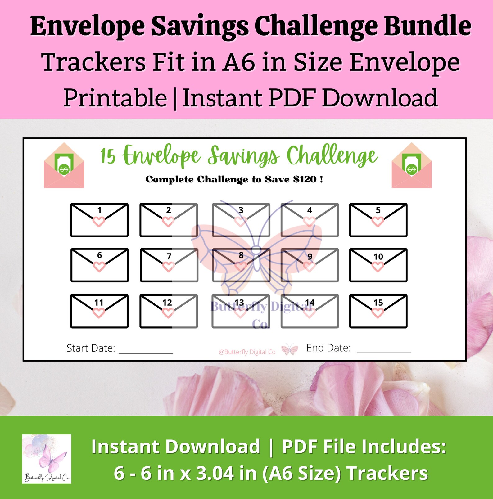 Printable Envelope Savings Challenge Tracker Bundle/ A6 - Etsy