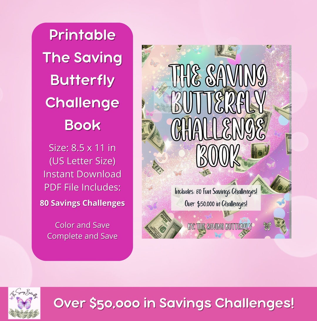 Printable Saving Butterfly Challenge Book, US Letter Size Savings Book ...