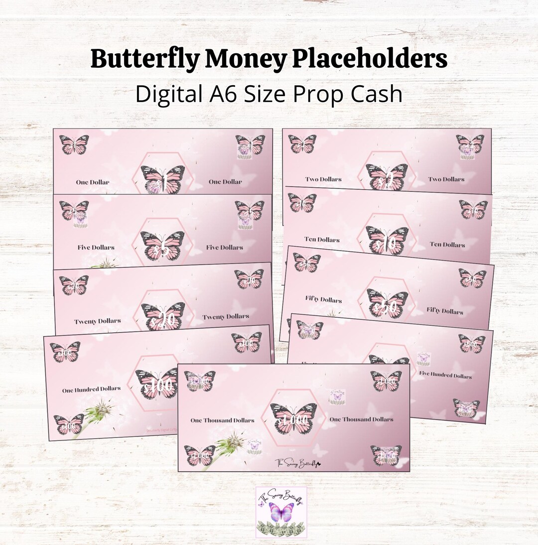 Printable Butterfly Cash Envelope Inserts: A6 Savings Binder Slips ...