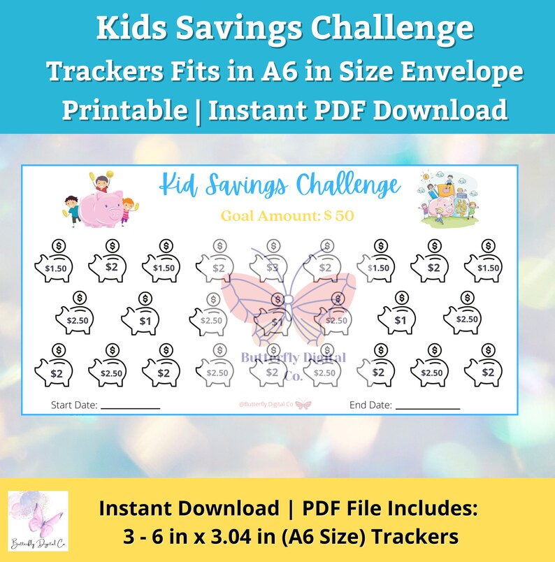 Printable Kid Savings Challenge Bundle Trackers A6/ Child - Etsy
