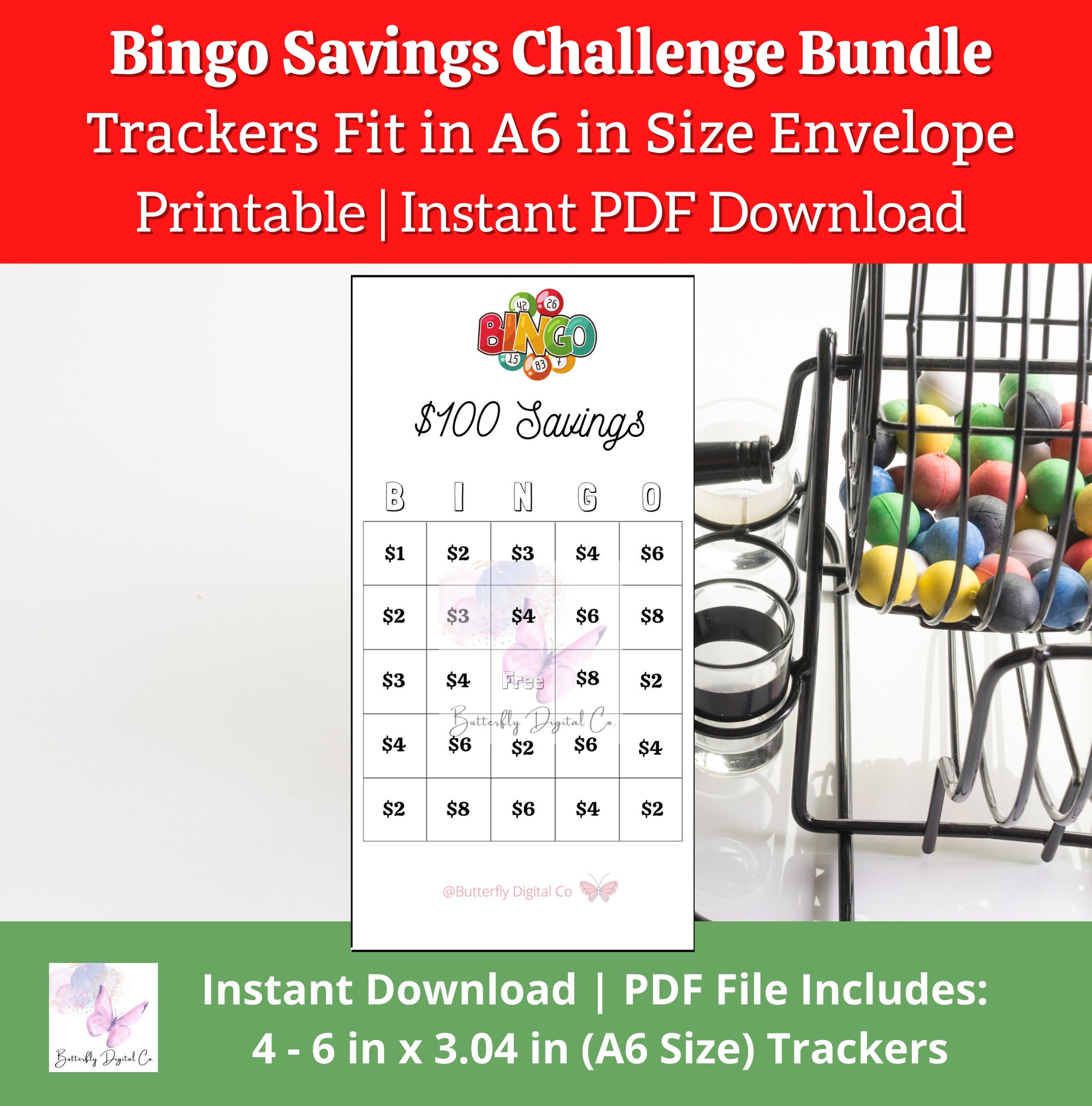 Printable Bingo Savings Challenge Tracker Bundle A6/ Mini - Etsy