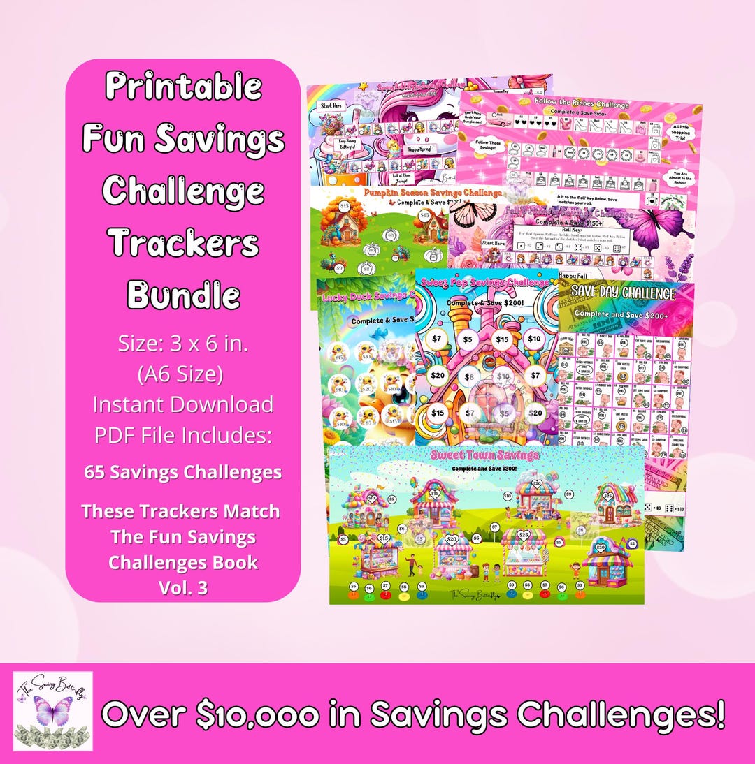 Fun Savings Challenge Trackers Bundle Vol. 3: 65 A6 Inserts (PDF ...