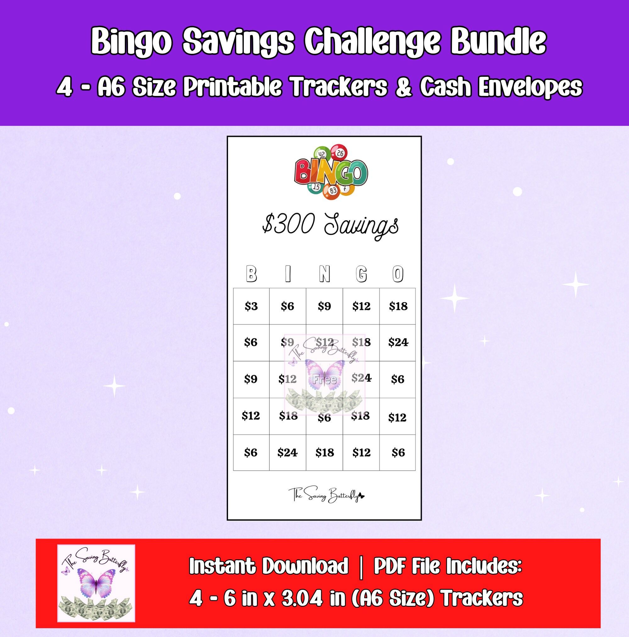 Printable Bingo Savings Challenge Tracker Bundle A6 (digital Download ...