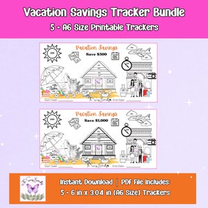 Printable Vacation Savings Challenge Bundle: A6 Trip & Cruise Trackers ...