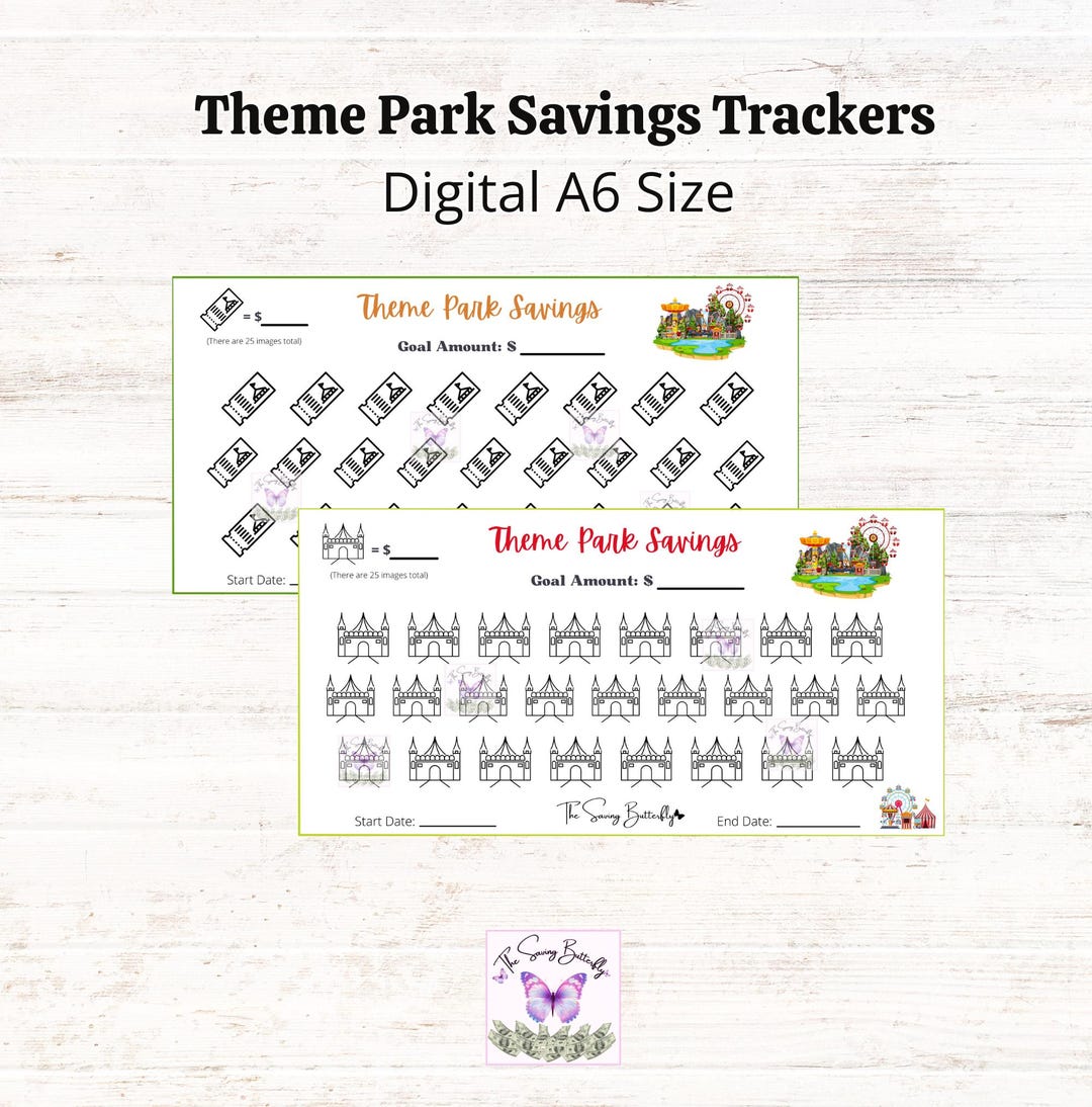 Printable Theme Park Savings Tracker A6/ Amusement Park Savings Tracker ...