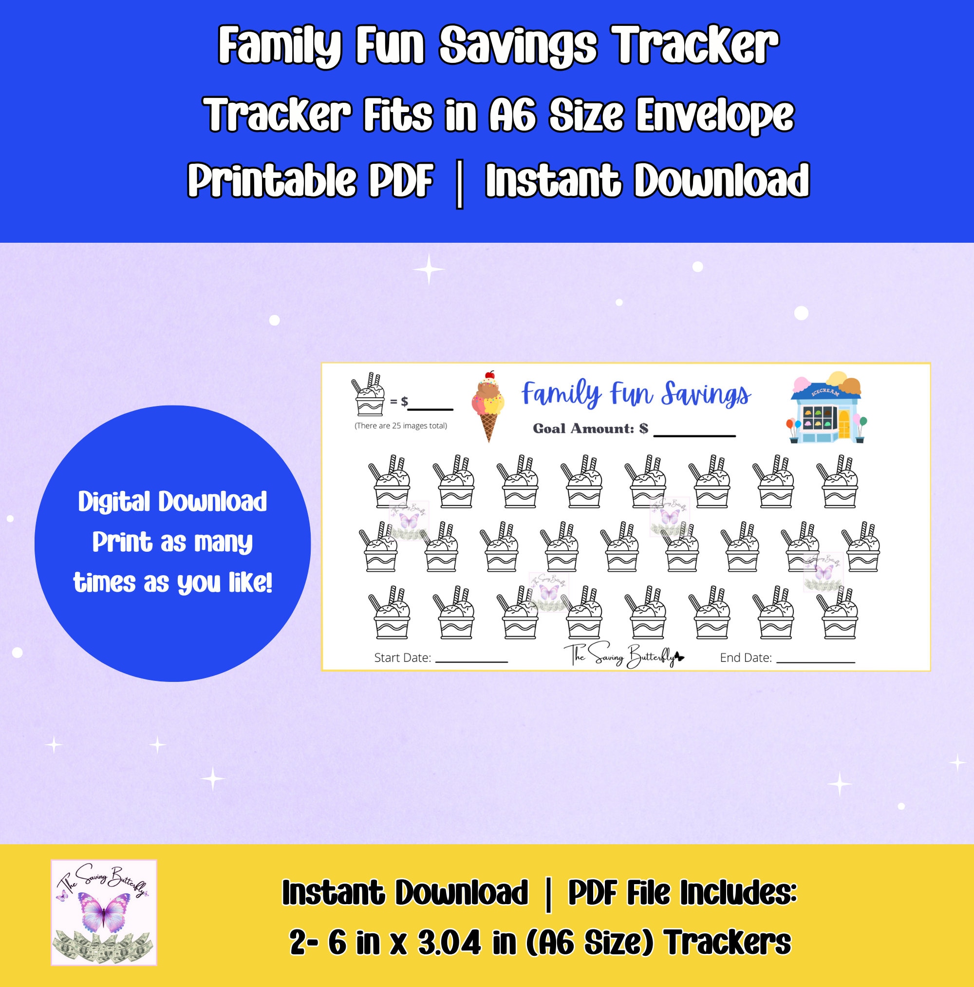 Printable Family Fun Savings Tracker: A6 Printable With Cash Envelope ...