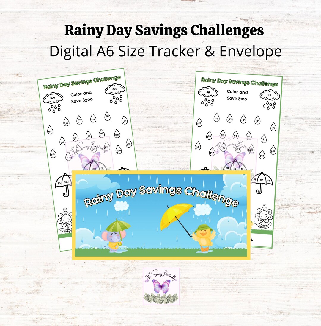 Printable Rainy Day Savings Challenge: A6 Tracker Bundle (digital ...