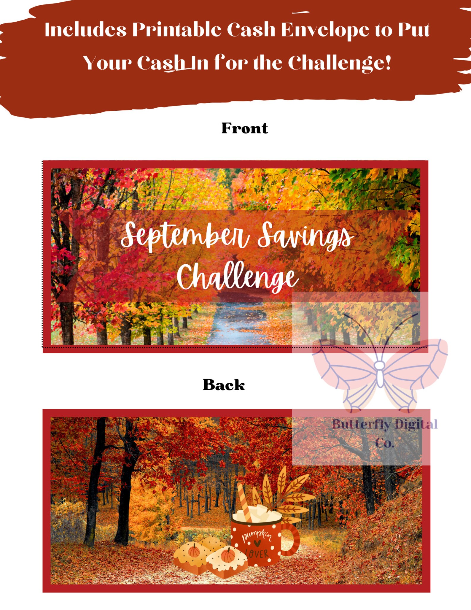 Printable September Savings Challenge Tracker A6 and Cash - Etsy