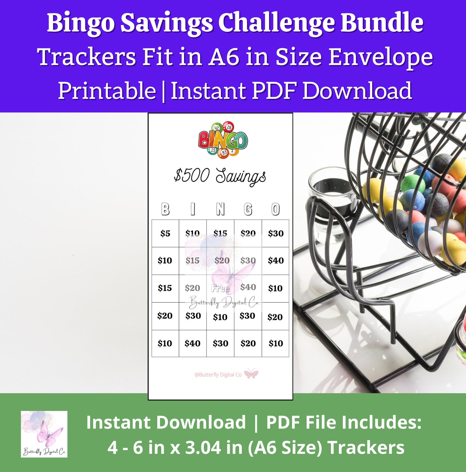 Printable Bingo Savings Challenge Tracker Bundle A6/ Mini - Etsy