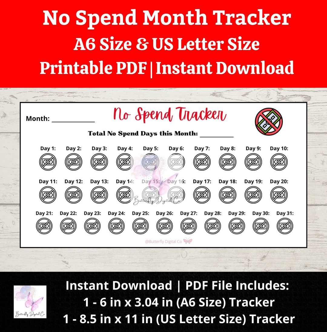 Printable No Spend Challenge Tracker A6/ Mini Savings Tracker/ Low ...