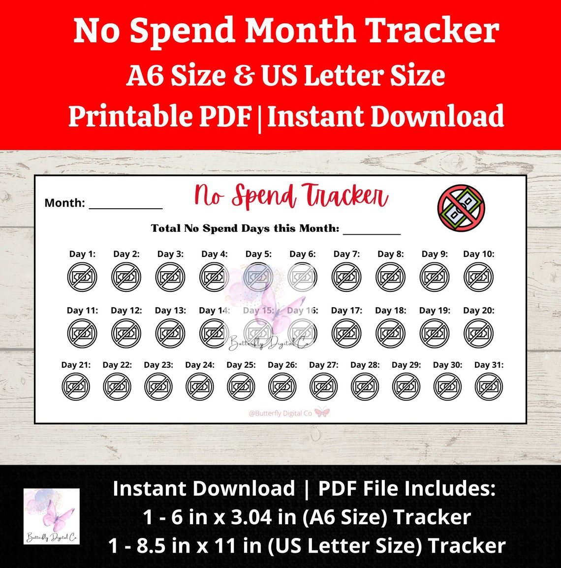 Printable No Spend Challenge Tracker A6/ Mini Savings Tracker/ - Etsy