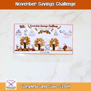 November Savings Challenge Bundle Set, A6 Monthly Tracker Set, Fall Fun ...