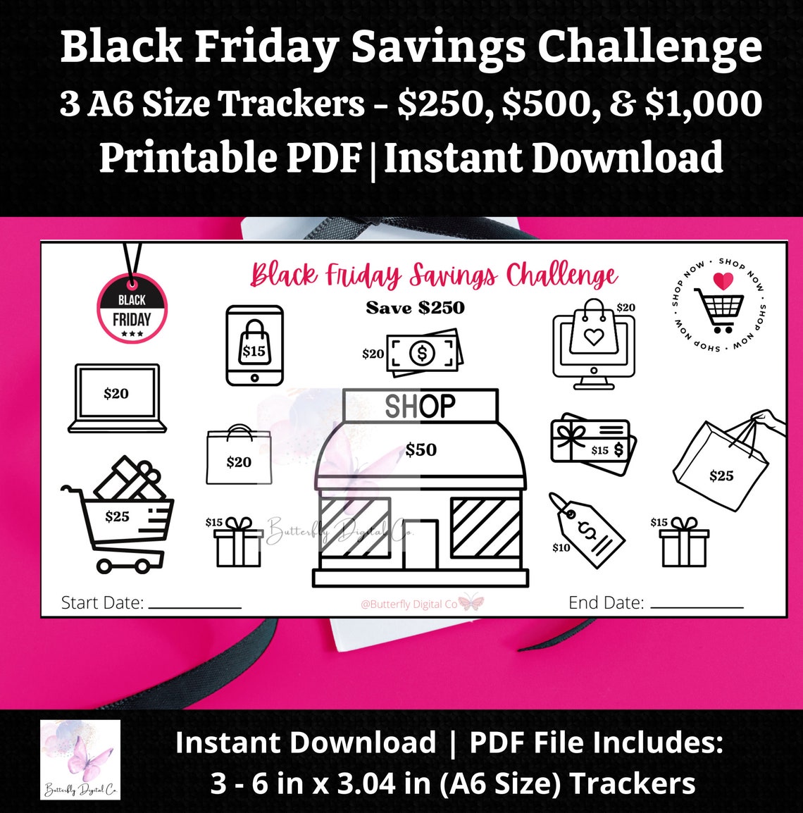 Printable Black Friday Savings Challenge Bundle A6 Size - Etsy