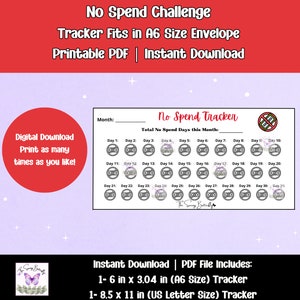 Printable No Spend Challenge Tracker A6/ Mini Savings Tracker/ Low ...