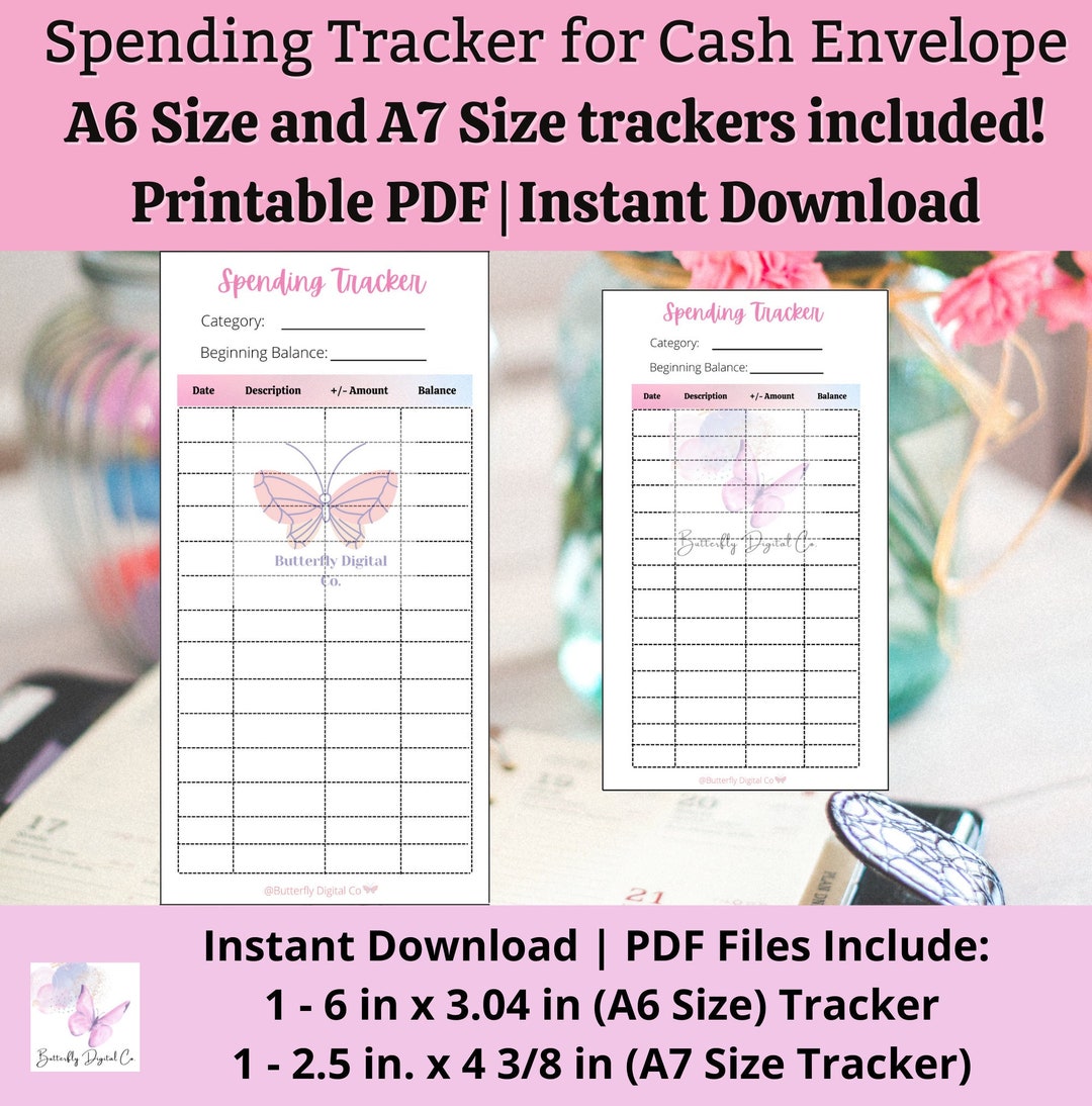 Printable Cash Wallet Spending Tracker A6 Size/ Cash Wallet Spending ...