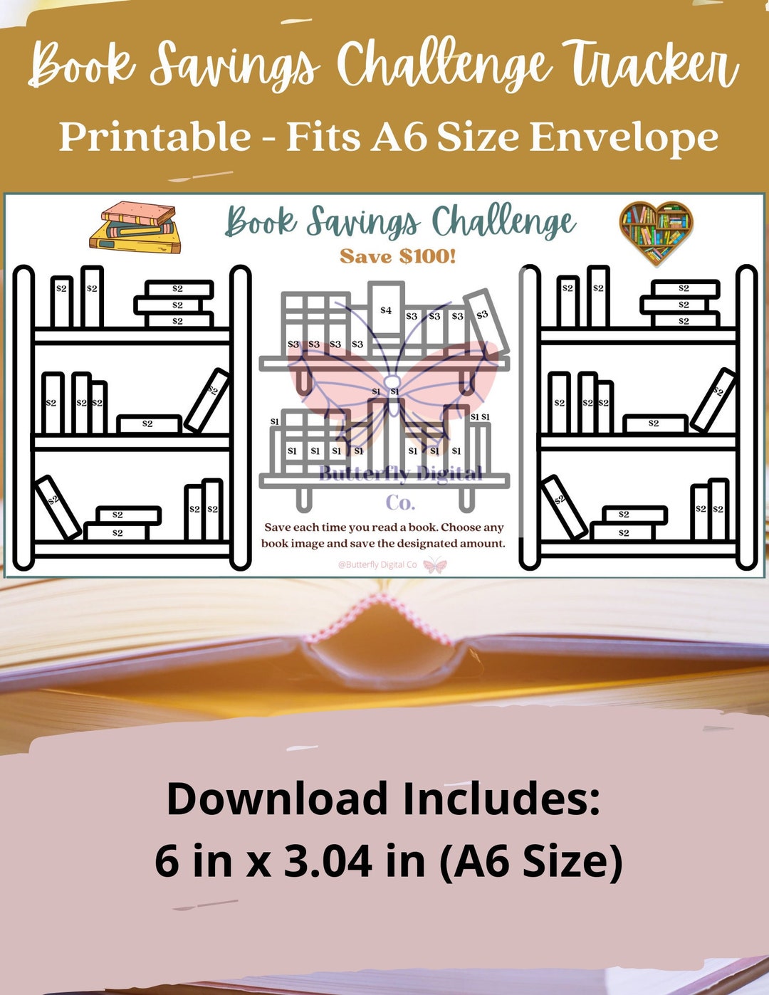Printable Book Savings Challenge Tracker A6/ Mini Savings Tracker/ Low ...