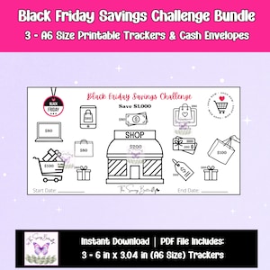 Printable Black Friday Savings Challenge Bundle: A6 Trackers (digital ...