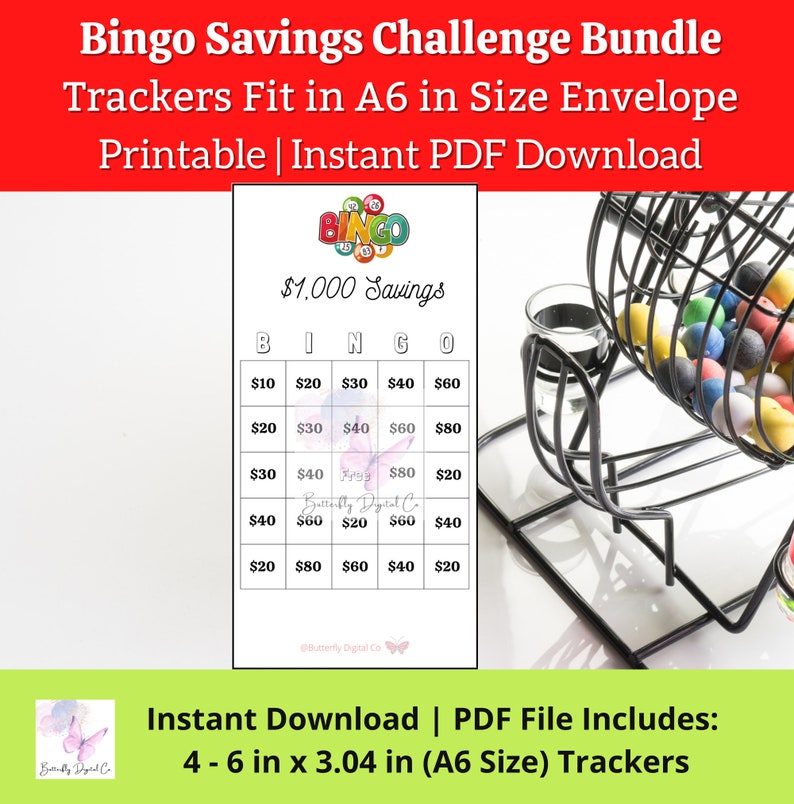 Printable Bingo Savings Challenge Tracker Bundle A6/ Mini - Etsy