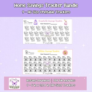 Printable Household Savings Tracker Bundle: Home, Moving, Furniture A6 ...