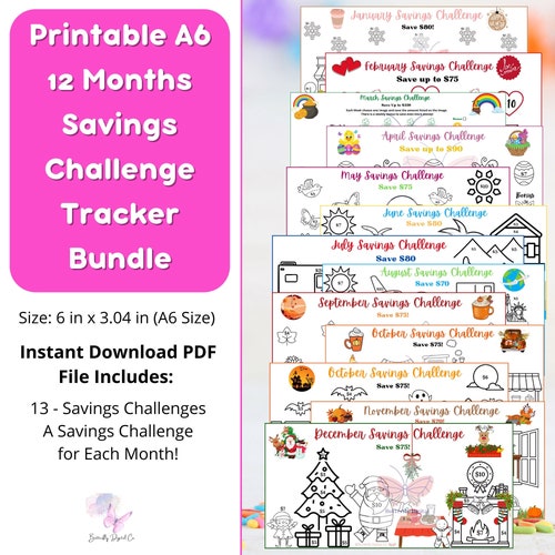 A6 12 Month Savings Challenge Bundle 12 Month Savings - Etsy