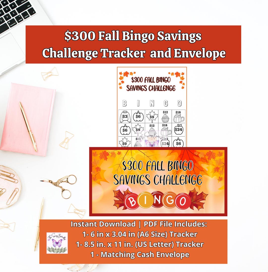 Printable Fall Bingo Savings Challenge: A6 Binder Insert (PDF Download ...