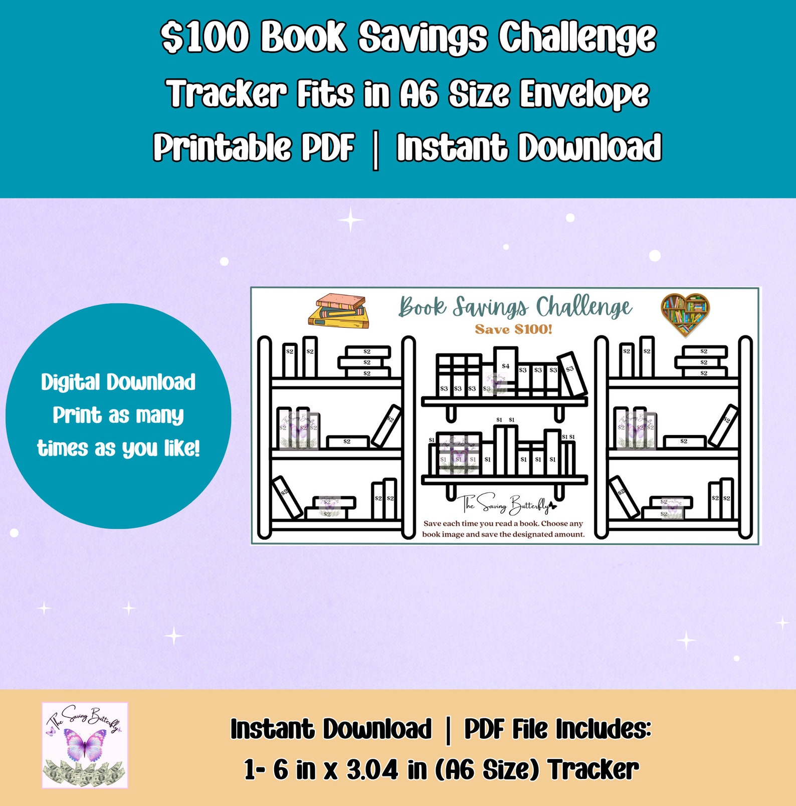Printable Book Savings Challenge Tracker A6/ Mini Savings Tracker/ Low ...