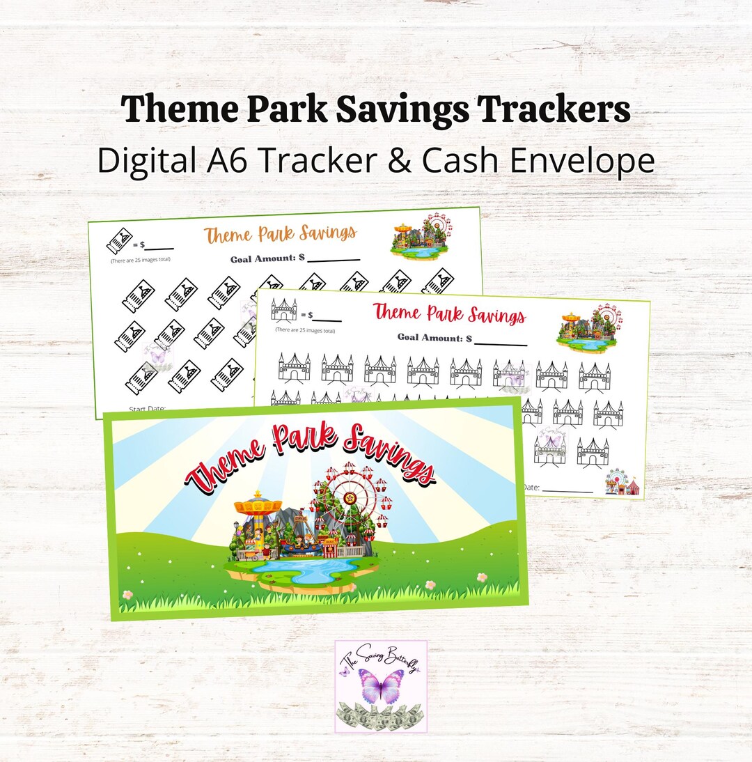 Printable Theme Park Savings Tracker: A6 Printable With Cash Envelope ...