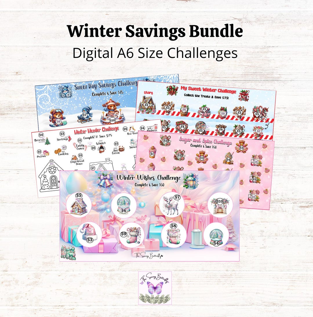 Printable Winter Savings Challenge Bundle: A6 Budget Trackers (digital ...
