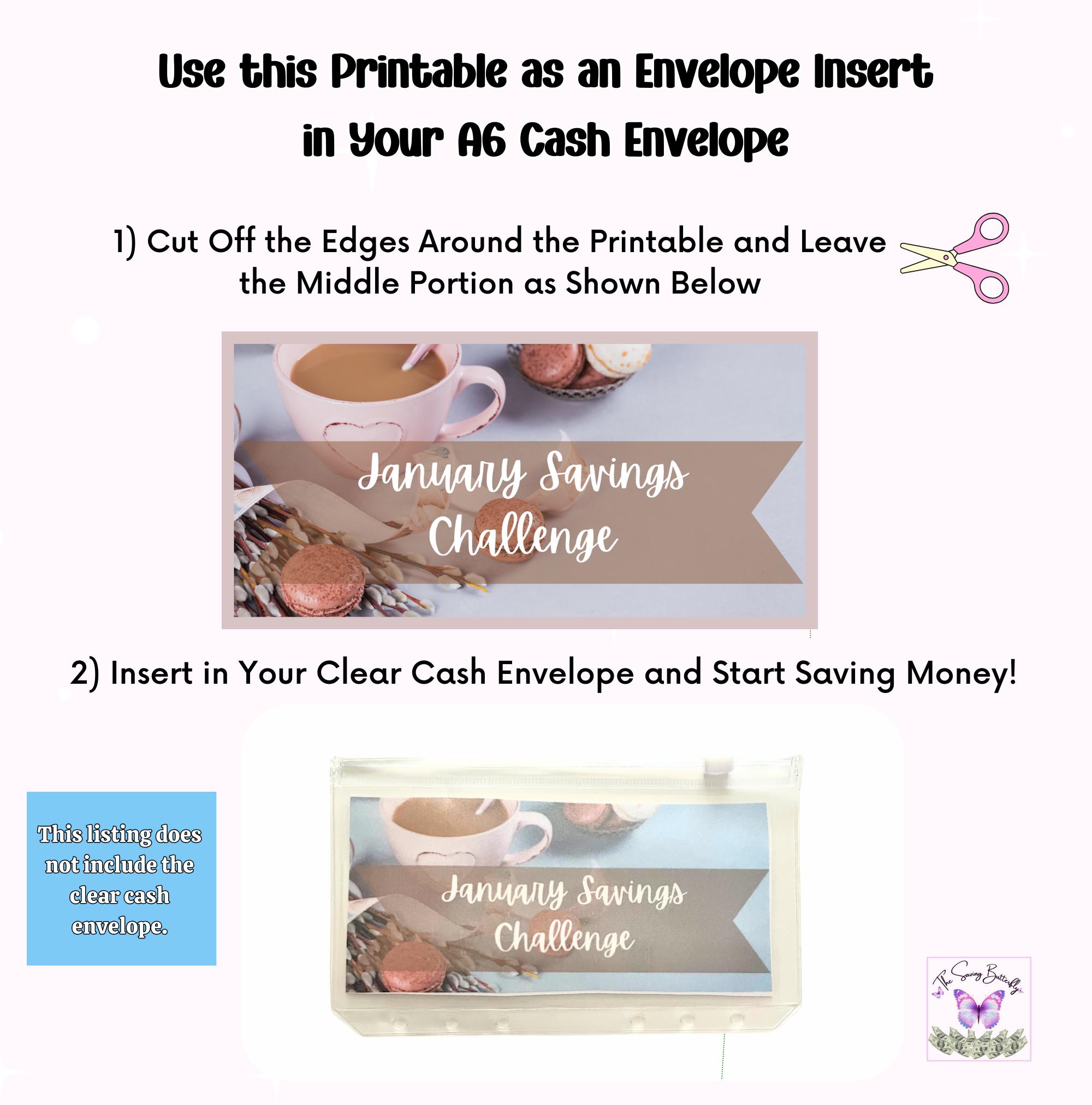 Printable January Savings Challenge: A6 Tracker & Cash Envelope ...