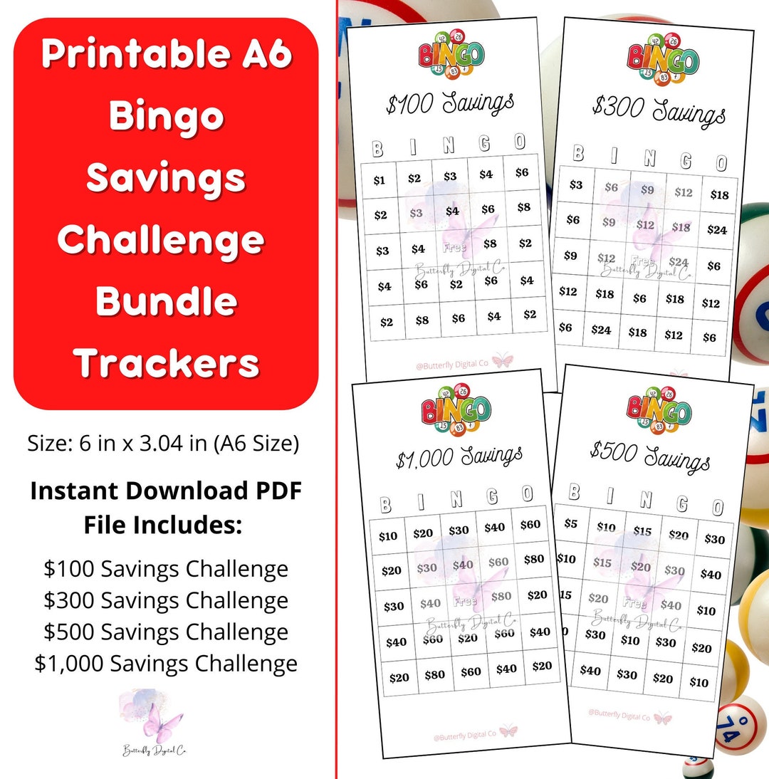 Printable Bingo Savings Challenge Tracker Bundle A6/ Mini Savings ...
