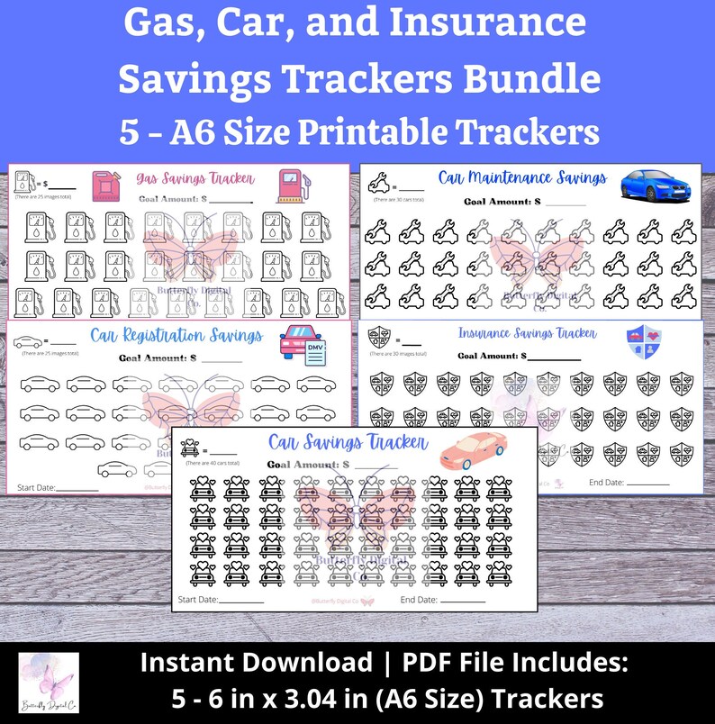 Printable Car Savings Tracker Bundle/ A6 Savings/ Low Income - Etsy