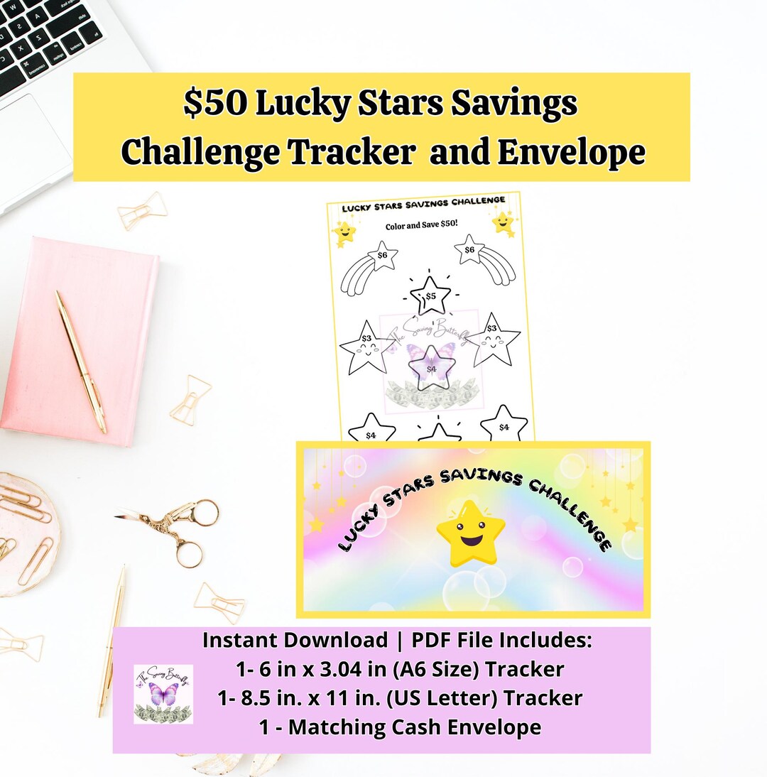 Printable Lucky Stars Savings Challenge: Color & Save Tracker (PDF ...