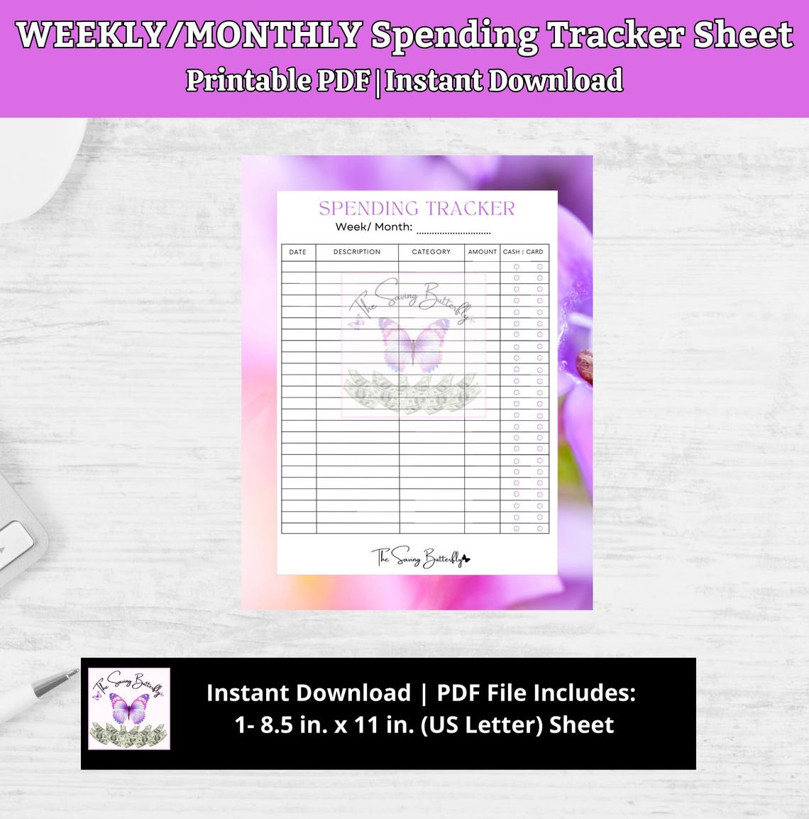 Printable Spending Tracker: Weekly/monthly Budget Sheet (PDF) - Etsy