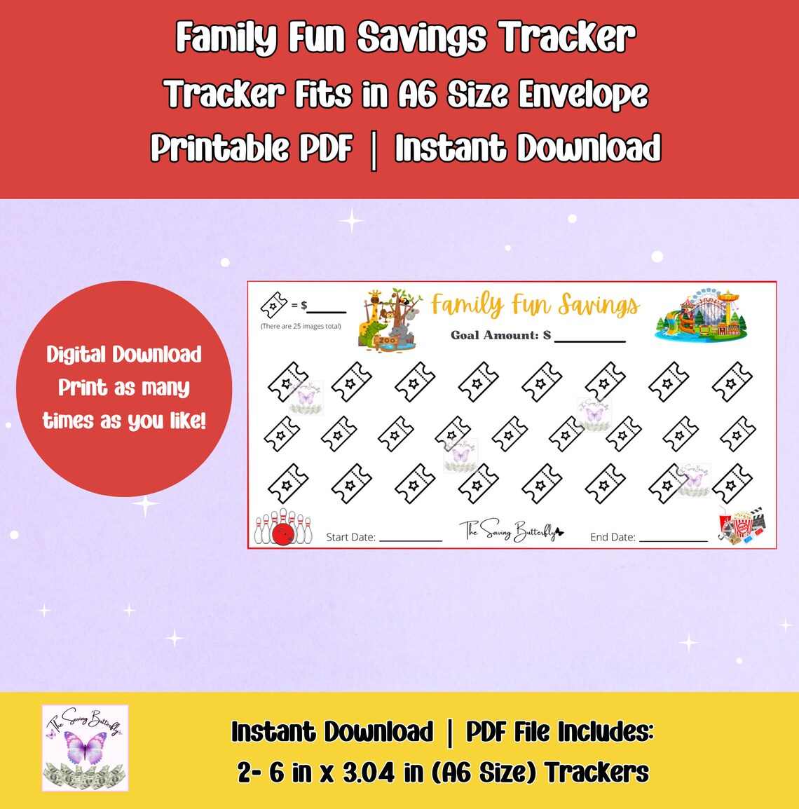 Printable Family Fun Savings Tracker: A6 Printable With Cash Envelope ...
