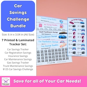 Car Savings Challenge Bundle: A6 Laminated Trackers Set - Etsy