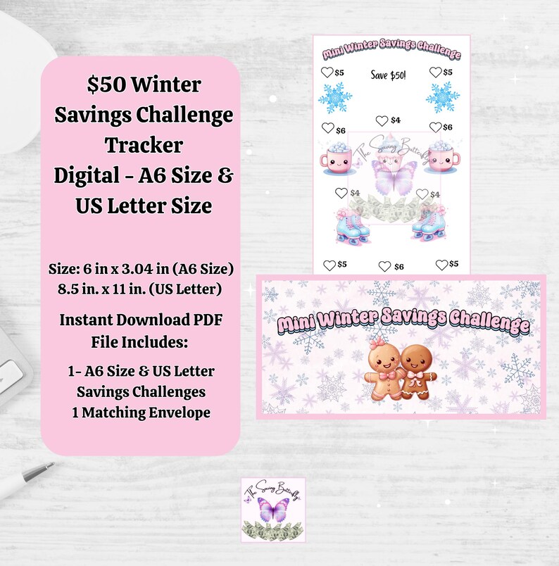 Mini Winter Savings Challenge Printable: Color & Save Tracker, A6 ...