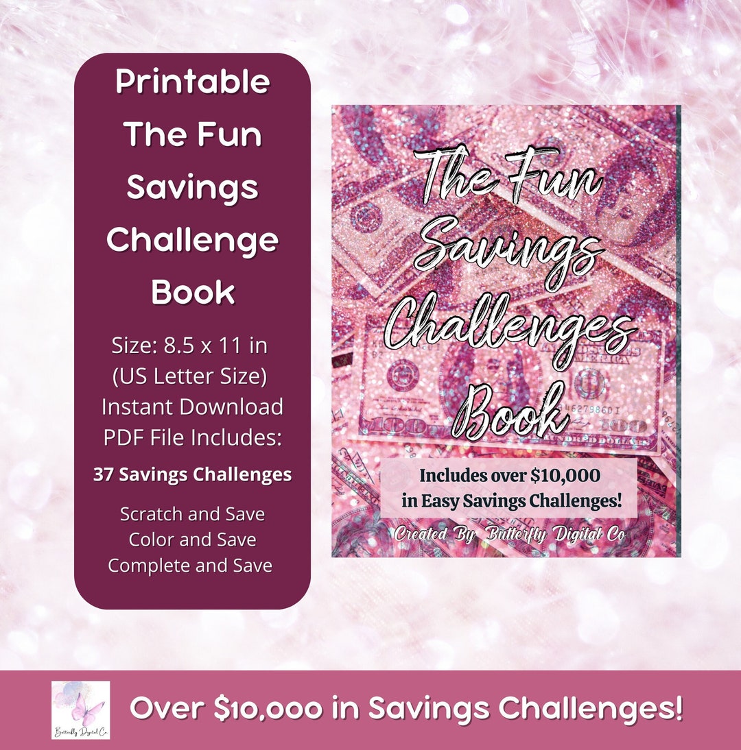 Printable Fun Savings Challenge Book, US Letter Size Savings Book, Low ...