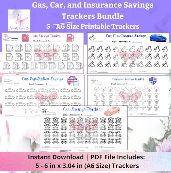 Printable Car Savings Tracker Bundle/ A6 Savings/ Low Income - Etsy