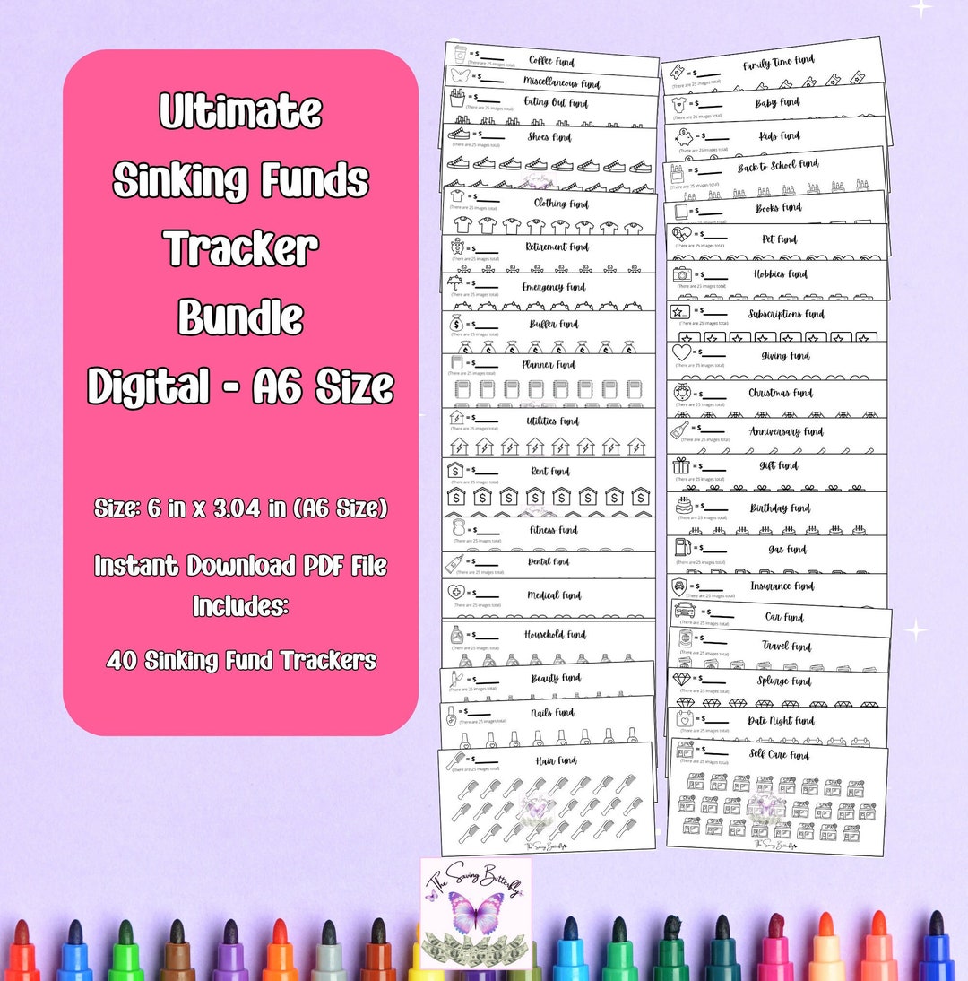 Printable Sinking Fund Tracker Bundle: 40 Mini A6 Savings Trackers ...