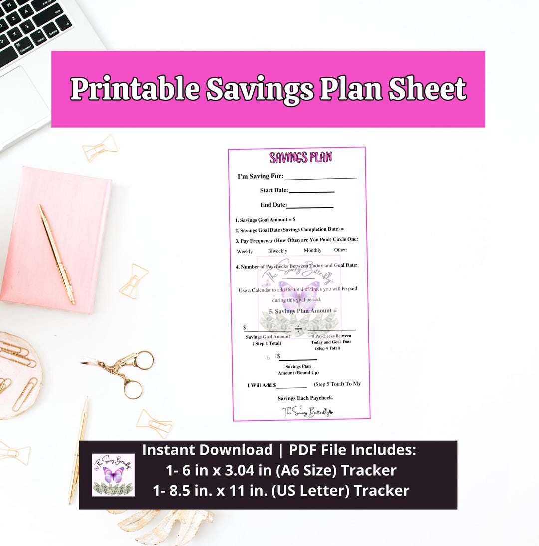 Printable Savings Plan Sheet for Cash Stuffing | Money Savings Goal ...